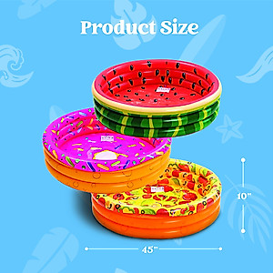 JOYIN 3Pack Inflatable Kiddie Pool, 47" Watermelon Donuts Pizza 3 Ring Seasonal Merriment Swimming Pool for Kids, Water Pool Baby Pool for Seasonal Merriment for Ages 3+