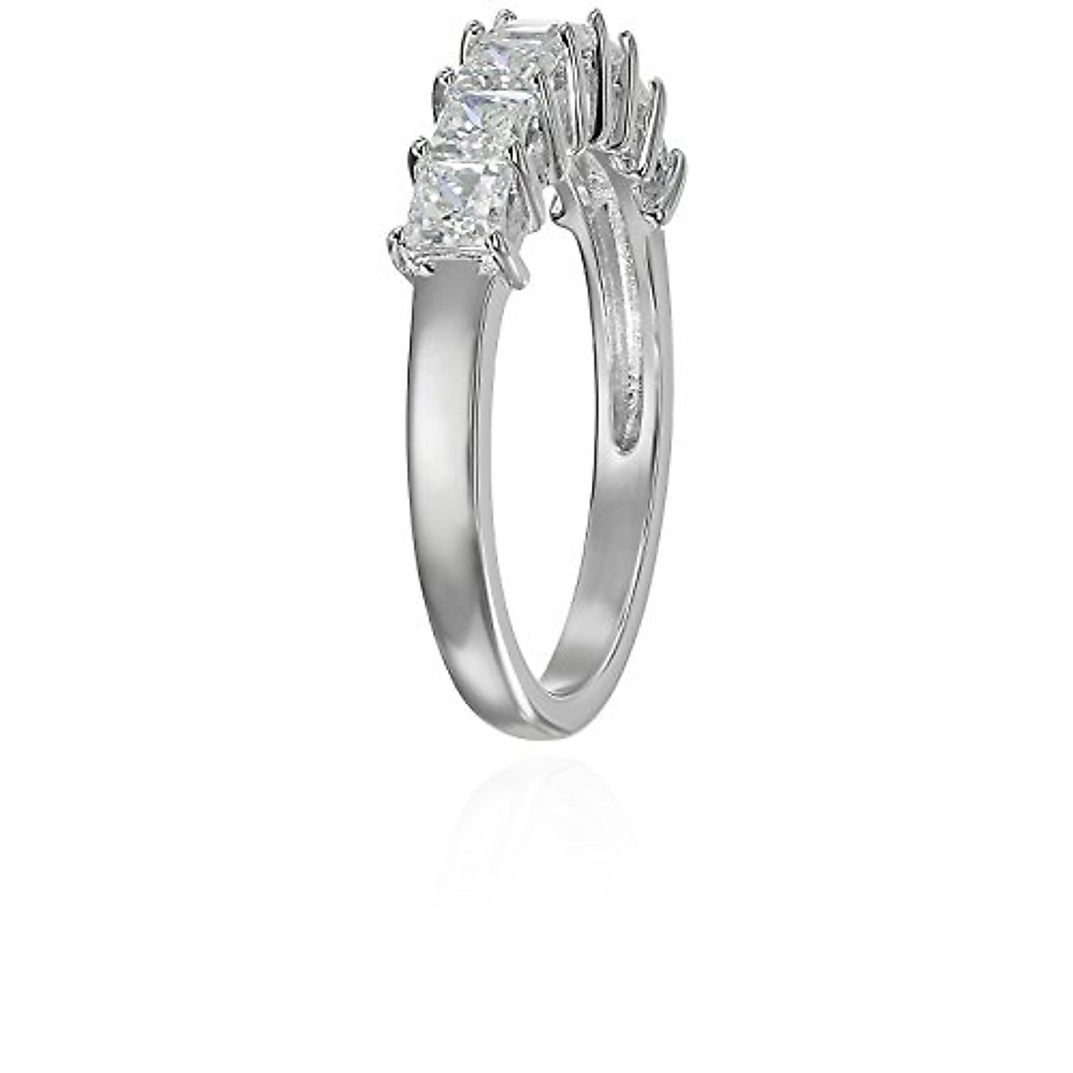 Amazon Essentials Platinum-Plated Sterling Silver Infinite Elements Cubic Zirconia 1 cttw Princess Ring,Size 7 (previously Amazon Collection)