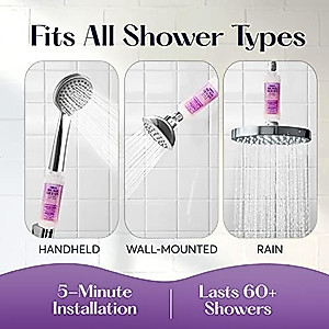 Sutera Shower Infuser - Vitamin C Shower Head Filter, Hard Water Softener, Chlorine & Fluoride Shower Filter, Water Purifying Filtered Shower Head with Beads (Lavender)