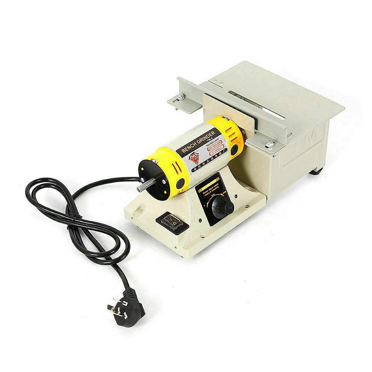 Jewelry Rock Polishing Buffer Machine Kit, 110V 350W Mini Jewelry Rock Table Saw DIY Bench Lathe Polisher for Gem Stone Jade Metal Woodworking with Complete Accessories