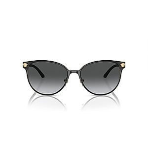 Versace Woman Sunglasses Black/Pale Gold Frame, Grey Gradient Lenses, 57MM