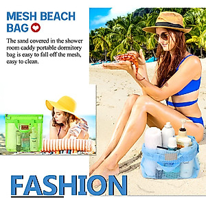 3 Pcs Portable Mesh Shower Caddy Tote, Quick Dry Tote Bag Mesh Beach Bags for Women, Hanging Toiletry and Bath Organizer for Travel Swimming Sports Gym Camp Shopping College Dorms (Blue Green Yellow)