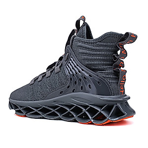 DUDHUH Running Shoes for Men Comfortable Athletic Cross Trainer Casual Walking Fashion Mens Tennis Sock Sneakers Grey