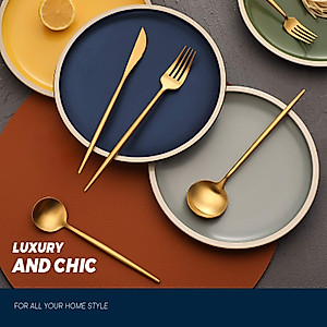 Luxury Matte Gold Silverware Set, 20-Piece 18/8 Stainless Steel Flatware Sets for 4, Dishwasher Safe