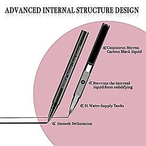 RUSICA 2 Count Waterproof Liquid Eyeliner Ultra-Fine Felt Tip Smudge Resistant Eye Makeup Stylist, Black, 0.3 Fl. Oz