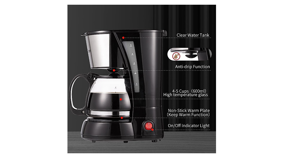 Nehilumn 4 Cup Drip Coffee Maker - Brew Comfortably