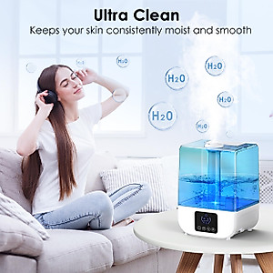 Humidifiers for Bedroom, 5L Cool Mist Humidifier Large Room, Up to 50 Hours, Ultra Quiet Under 30 dB, 7 Color Light, Timer, Essential Oil Diffuser, Top Fill Air Humidifiers for Baby, Plants