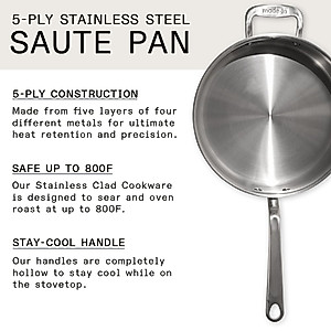 Made In Cookware - 3.5 Quart Stainless Steel Saute Pan - 5 Ply Stainless Clad - Professional Cookware - Induction Compatible - Crafted in Italy