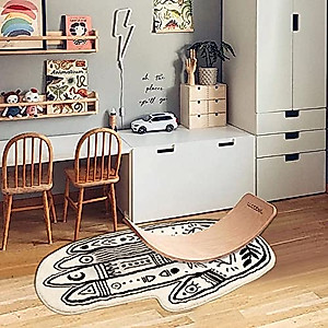 LIVEBOX Kids Runner Rug 2'x4.3',Palmistry Washable Rugs for Kids Room, Black and Cream Evil Eye Non-Slip Children Play Carpet for Bedroom, Cute Ultra Soft Baby Nursery Rugs for Bathroom Playroom Dorm