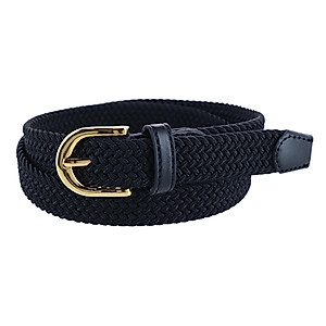 CTM® Women's Elastic Braided Stretch Belt, Medium, Black