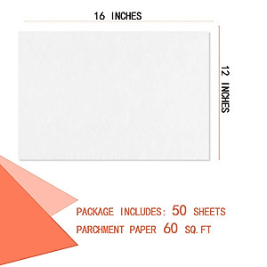 EBIGIC Parchment Paper Sheets Baking 50 Pcs 12 x 16 Inches Kitchens Non-stick Waterproof Precut