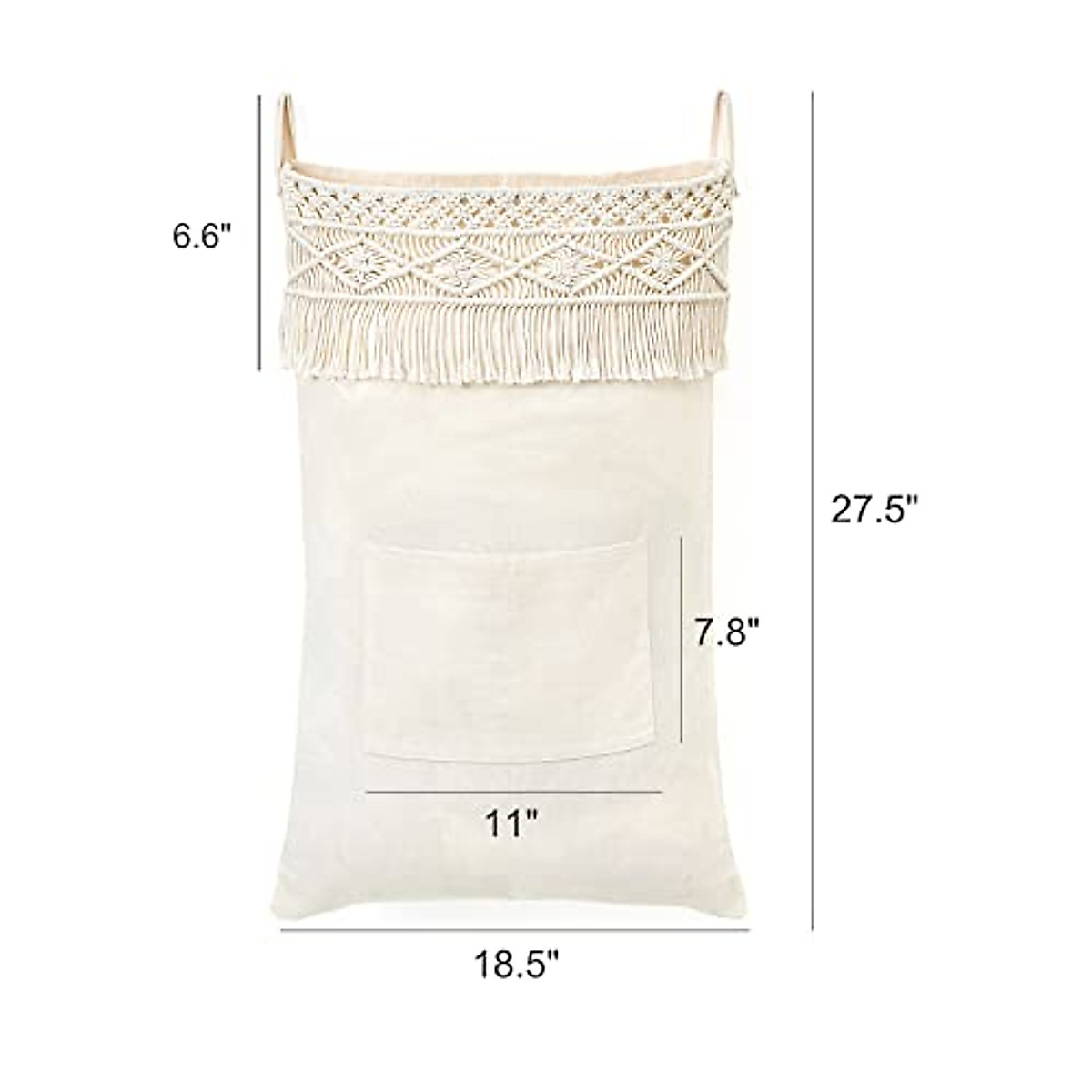 Mkono Macrame Hanging Laundry Hamper Bag Over The Door Organizer Laundry Bag Boho Decor Hanging Clothes Hamper for College Dorm Room Bathroom Home Travel Space Saving