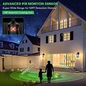 2 Packs Motion Sensor Wall Lights, Dusk to Dawn Outdoor Lighting, LED Exterior Lantern Fixtures Sconce, Anti-Rust Porch Light Fixtures, Mount for Garage, Doorway, 100% Aluminum, Waterproof