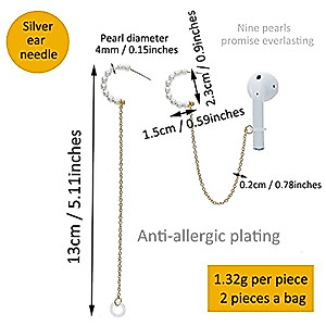 Pearl Hook Ear Stud Airpod Earrings Anti Lost Earring Strap for Airpods (Need Ear Hole) Anti Lost Strap for Airpods Pro, Wireless Earphone Holder Strap Compatible for Airpods 1&2&3/Pro