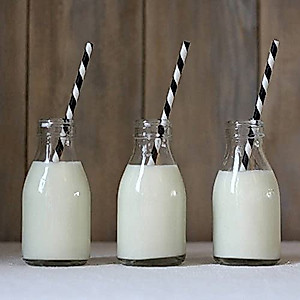 Shuiniba Biodegradable Striped Paper Straws,Paper Drinking Straws for Party, Events and Crafts,Baby Shower Decorations 7.75 Inches, Black White Striped - 100 Packs