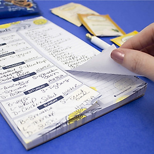 bloom daily planners Weekly Magnetic Meal Planning Pad for Fridge with Tear-Off Grocery Shopping List - Hanging Food/Menu Organizer Notepad with Magnets - 6” x 9" - Lemons