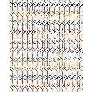 Rugs.com Lattice Trellis Collection Rug – 8' x 10' Multi Low-Pile Rug Perfect for Living Rooms, Large Dining Rooms, Open Floorplans