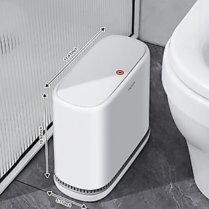 funest Bathroom Trash Can with Lids, 3.3 Gallon/12.5 Liter Small Garbage Cans with Pop-Up Lid, Automatic Adsorption of Garbage Bags, Slim Wastebasket for Office, Bedroom, Kids Room, Living Room