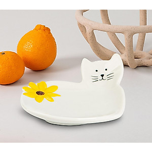 Cat Spoon Rest With Sunflower Spoon Holder For Stove Top White Ceramic Spoon Rest For Stove Top