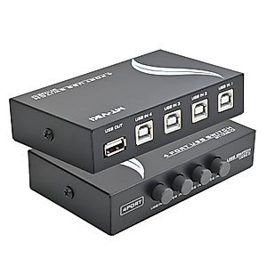 OLLGEN 4 Port USB 2.0 Sharing Manual Switch Box Hub 4 PCS Share Switcher 1 USB Device for Printer Scanner Camera Keyboard (4 Port)