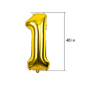 40 Inch Gold 40th Birthday Number Balloons 40 Foil Mylar Balloon for Anniversary Party Decoration