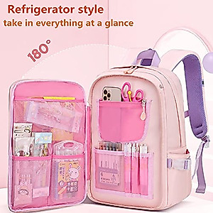 LELEBEAR Bunny Backpack,Large Capacity Waterproof Kawaii Bookbag for Grades 1-6,Kawaii Bunny Backpack for Girls (Purple, Large)