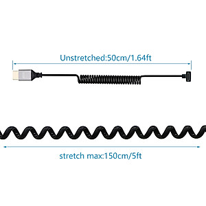 RIIEYOCA 90 Degree Up Angle UHD 4K Mini HDMI Male to HDMI Male 18Gbps High Speed 2.0 Extender Coiled Cable Supports 4K@60Hz,1080p,ARC,3D,for,DVRs,HDTV,Roku Ultra Stretchable to 1.5M/5FT