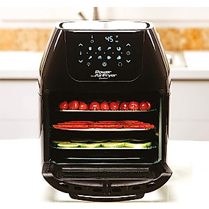 PowerXL Air Fryer Pro, Crisp, Cook, Rotisserie, Dehydrate; 7-in-1 Cooking Features; Deluxe Air Frying Accessories; 3 Recipe Books (6 Qt, Black)