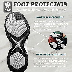 CJSPORX Men's Basketball Shoes Breathable Non-Slip Sneakers Fashionable Sports White-1 Size 13