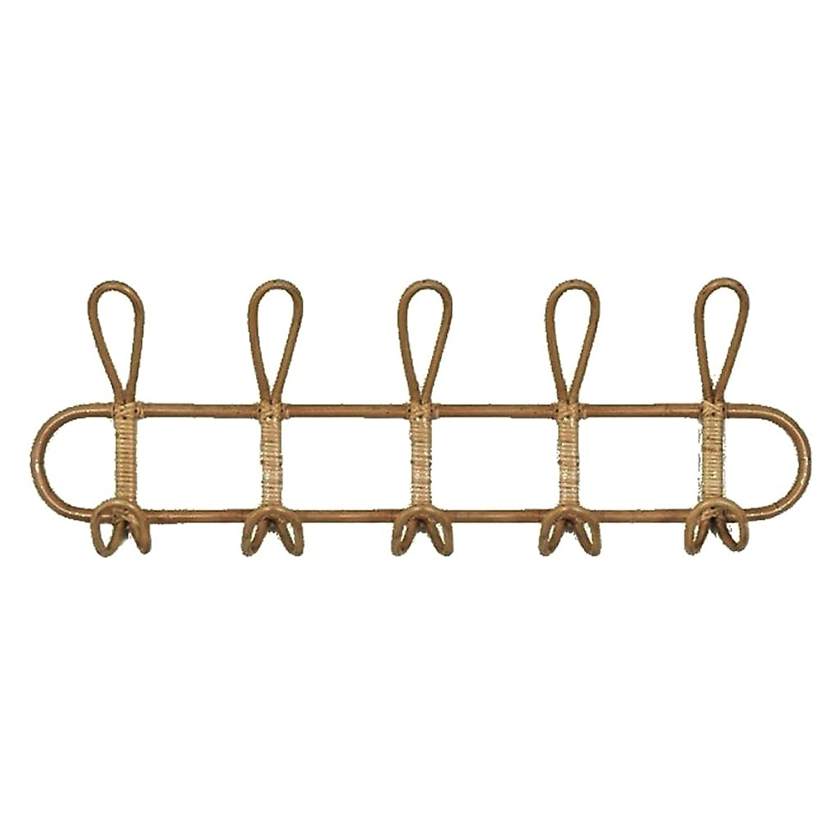A FEI Rustic Rattan Wall Hooks 3 or 5 Hooks Hanging Coat Rack Storage Rattan Wall Hanger Clothing Hat Towel Hanger