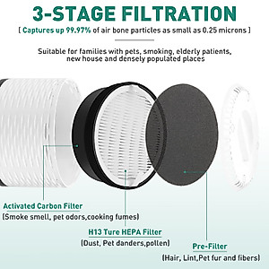 2 Pack LV-H132 Air Purifier Replacement Filter Compatible with LEVOIT LV-H132-RF Air Purifier H13 True HEPA Air Filter Replacement 3-In-1 Filtration System Compatible With LEVOIT LV-H132 Air Purifier