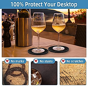 FITTDYHE 8 Pack Coasters for Drinks Absorbent with Holder, Silicone Coasters with Soft Felt Insert for Tabletop Protection, Felt Coasters Absorbent Coasters Suitable for All Kinds of Cups, 4.3 Inches.