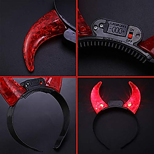 Halloween Devil Costume Red Light up LED Devil Headband Halloween Devil Costume Set Devil Tail Devil Fork