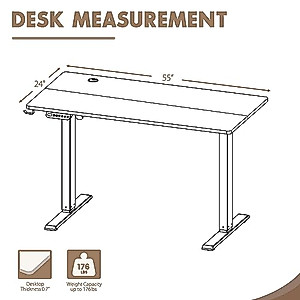 ERGOMORE Electric Standing Desk, 55 Inch Height Adjustable Standing Desk, Stand up Desk with 3 Memory Presets Controller (Maple & White)