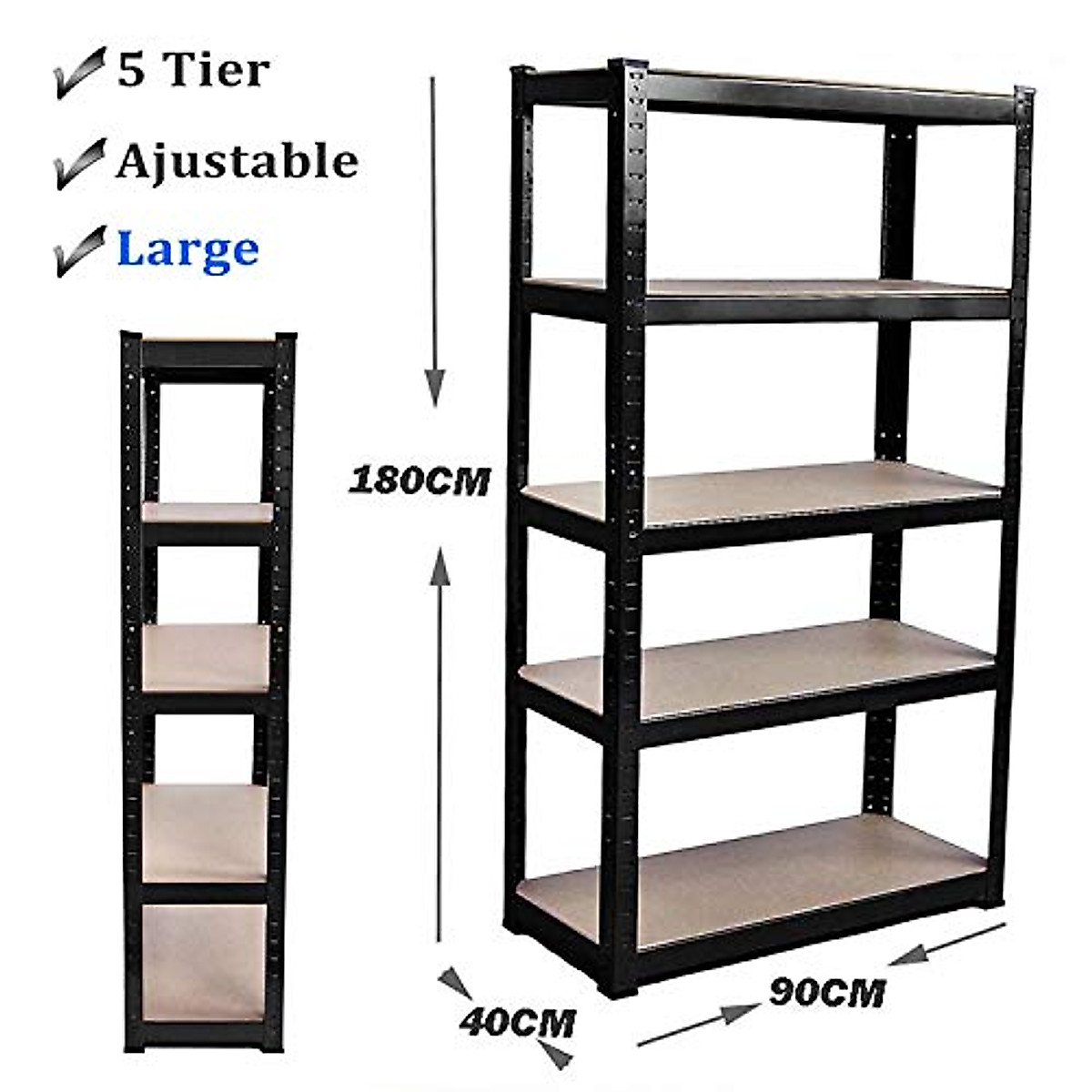 AUTOFU Metal Shelves 5 Tier Storage Shelving Unit Boltless Adjustable Shelf 70" x 35" x 16" Garage Shed Workshop Home Kitchen Office Storage Display Shelves 1929lb Load Capacity