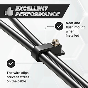 THE CIMPLE CO Dual Cable Clips, 50 PCS, Indoor/Outdoor Cord Management, 1/2 in Wire Clips for Coax, Ethernet, Electrical Wire, Screw Clips for Wires on Wall, Black