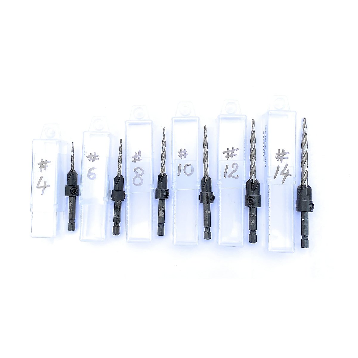 FTG USA 6 Piece Drill Bit Cases Designed as Storage Container for Adjustable Countersink Drill Bits, Small Containers, Plastic Boxes Used as Storage Case for Replacement Drill Bits