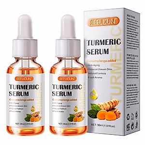 2 Pack Turmeric Serum for Dark Spots, Turmeric Dark Spot Corrector Serum for Acne, Hyperpigmentation and Smooth Skin, Formulated with Hyaluronic Acid, Vitamin C & E - 1.01 FL.OZ