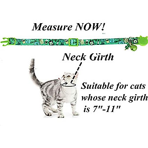 BoomBone 2 Pack St Patricks Day Cat Collar Breakaway,Safety Adjustable Collars with Bell for Kitten