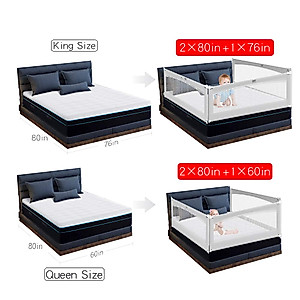 MAYbabe Bed Rail. Baby Bed Rail. Extra Long and Tall Kids Bed Rail Guard -Bed Guard Rails for King&Queen 80 inches Long(Gray-1 Pack)