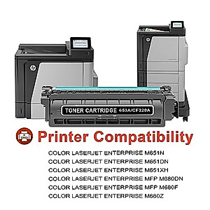653A Black Toner Cartridge, CF320A High Capacity Toner Cartridge, Compatible Replacement for Enterprise M651N M680Z MFP M680F M651DN M651XH MFP M680DN Printer.2 Pack/ Black