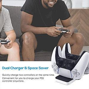 Controller Charger for PS5, Kahool Portable Dual Charge Fast Charging Station Dock for Sony DualSense PlayStation 5 Controllers