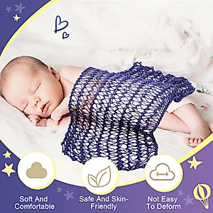 3 PCS Newborn Photography Prop Baby Hat Knitted Handmade Cover Diaper with Toddler Swaddle Blankets Wraps for Infant Boy Girl Princess Twins