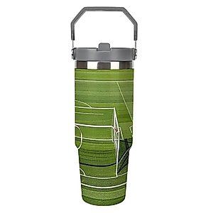 WITHSBKK 30oz Car Cup Football Goal Post Sports Area Printed with Portable, Stainless Steel Travel Mug, Vacuum Insulated Tumbler And Straw, Leakproof for Car & Outdoor, UV Printed Design