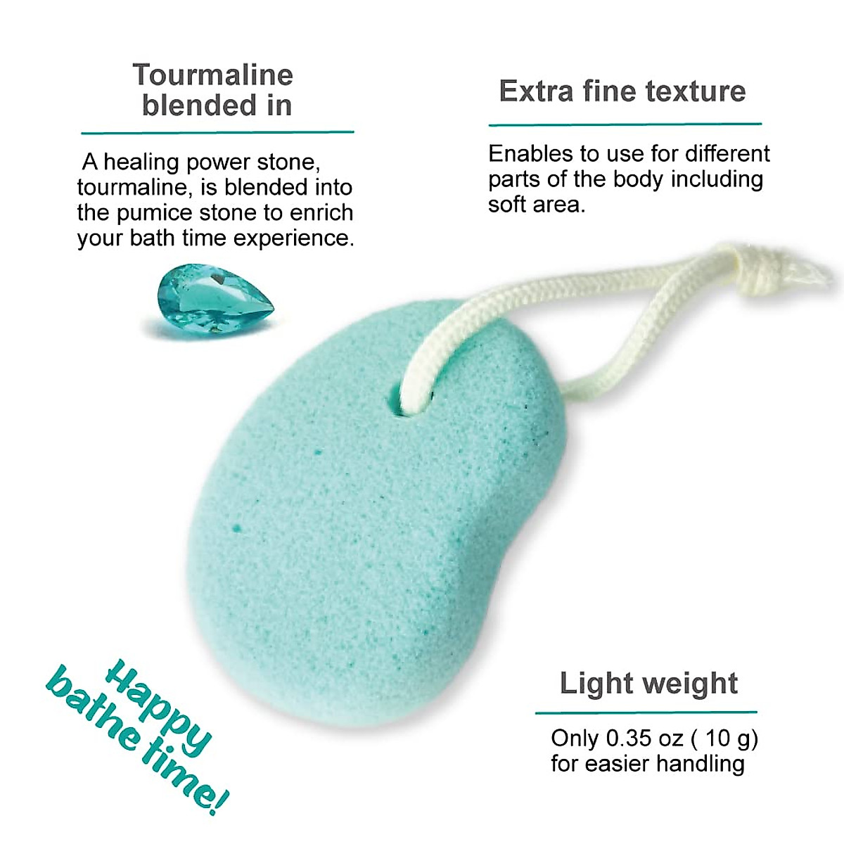 Pumice Stone for Feet, Body, Hands [Made in Japan] Tourmaline Blended for Extra Fine Smooth Finish, Soft Foot Pumice Scrubber