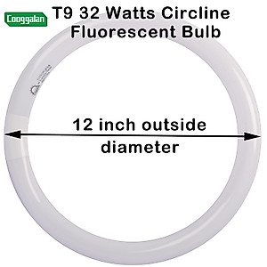 COOGGALAN FC12T9/DX 32W 12 inch T9 Circular Light Bulb Daylight, Round Fluorescent Circline Bulbs FC12 T9 32 Watts Kitchen and Bath, G10q 4 Pin Prong, 6500K, 2 Pack