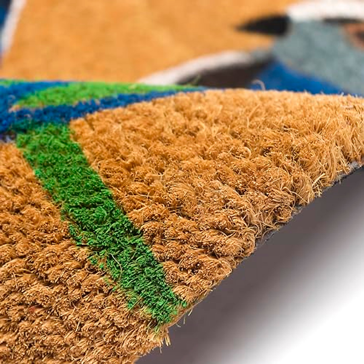 Liora Manne Natura Doormat Non-Slip Natural Fiber Outdoor Mat-Animal, Blue Birds Natural 2' x 3'