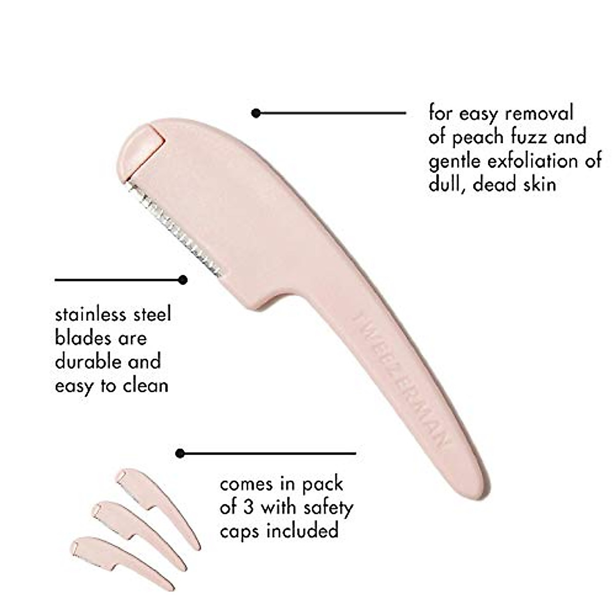 Tweezerman Prep and Plane Facial Razors for Hair Removal and Exfoliation, 3 Count