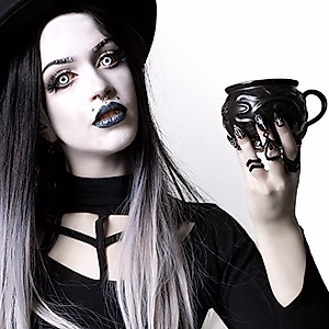 Rogue + Wolf Large Coffee Mug, Big Witch Cauldron Ceramic Mug, Witchcraft Coffee Cups, Ceramic Halloween Decor Spooky Coffee Mugs for Women Porcelain 3D Novelty Gothic Cup Goth Tea Witchy -14 oz 400ml