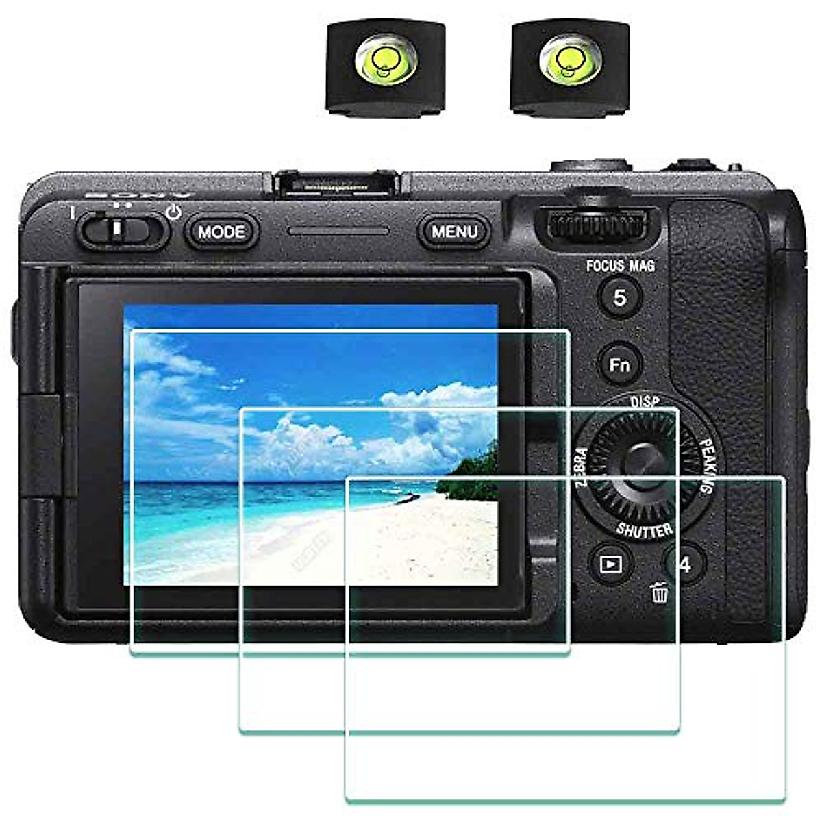 ULBTER FX3 Screen Protector for Sony Alpha FX3 Camera & Hot Shoe Cover 0.3mm 9H Hardness Tempered Glass Anti-Scrach Anti-Fingerprint Anti-Bubble [3+2 Pack]